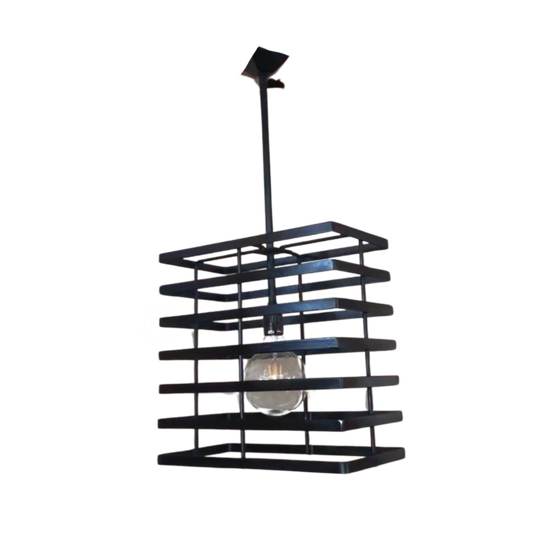 Modern Industrial Cage Pendant Light – Sleek Iron Works by Forged Iron ...